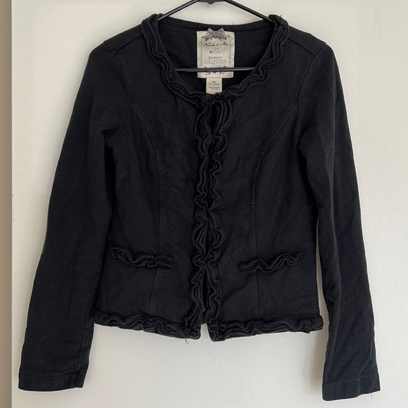 Nick & Mo | Jackets & Coats | Nick Mo Black Jacket With Ruffles | Poshmark